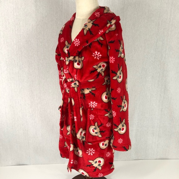 Lightning Bug | Pajamas | Lightning Bug Girls Red Nose Reindeer Robe ...